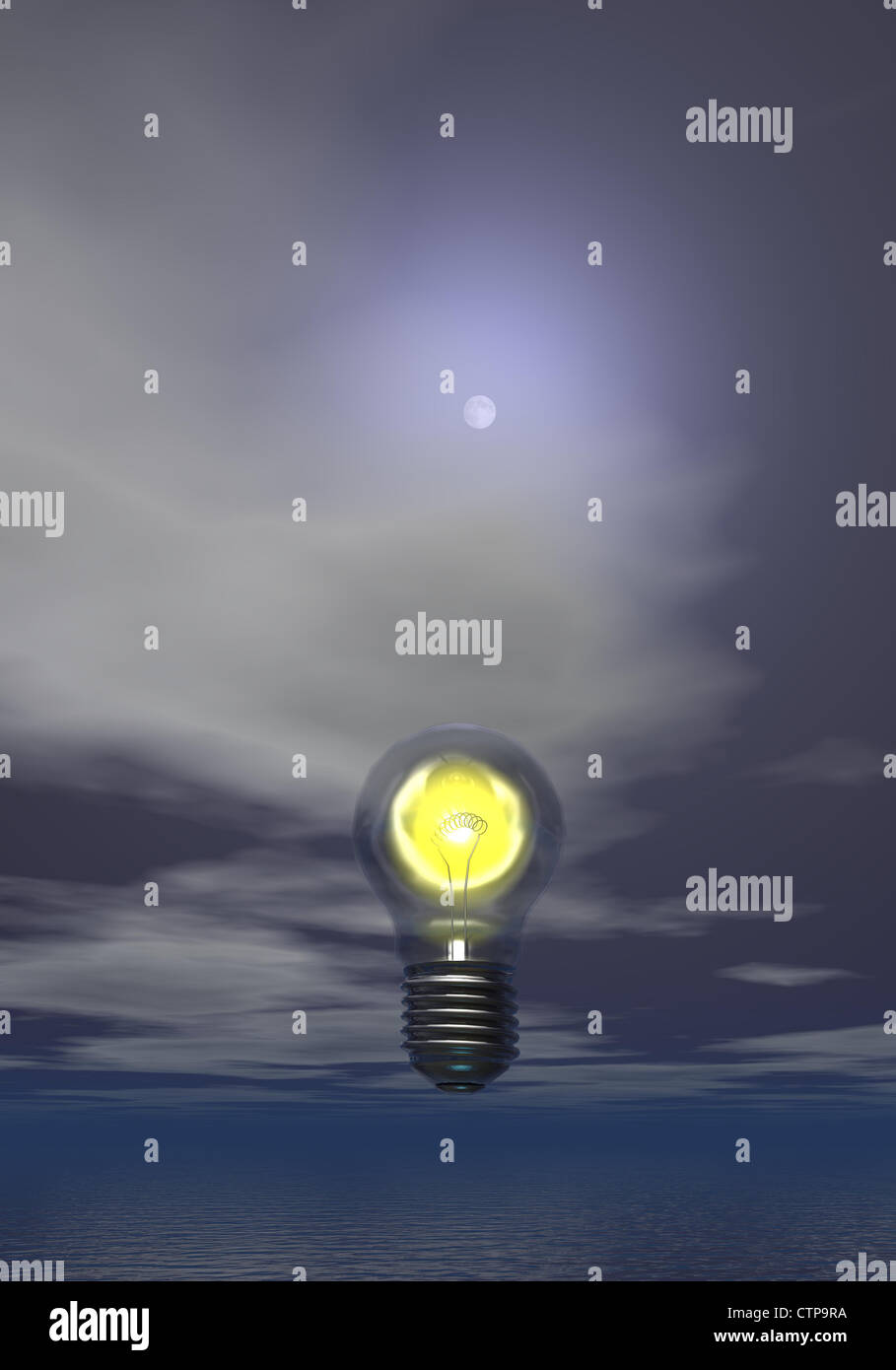 Light bulb by night with moon Stock Photo - Alamy