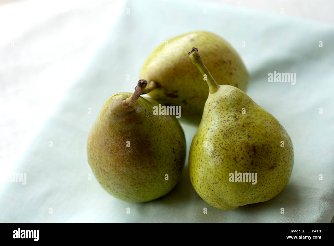 a small group of Guyot pears against a light coloured background Stock ...