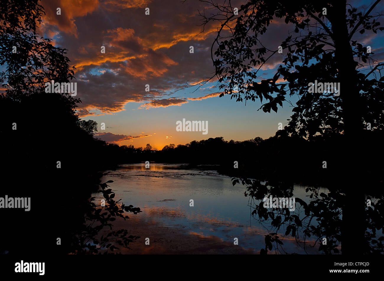 Sunset at the Riverside River Stock Photo - Alamy