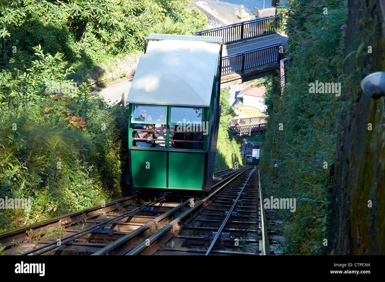 Lynton and Lynmouth Cliff Railway linking the 2 towns. Pics show upper ...