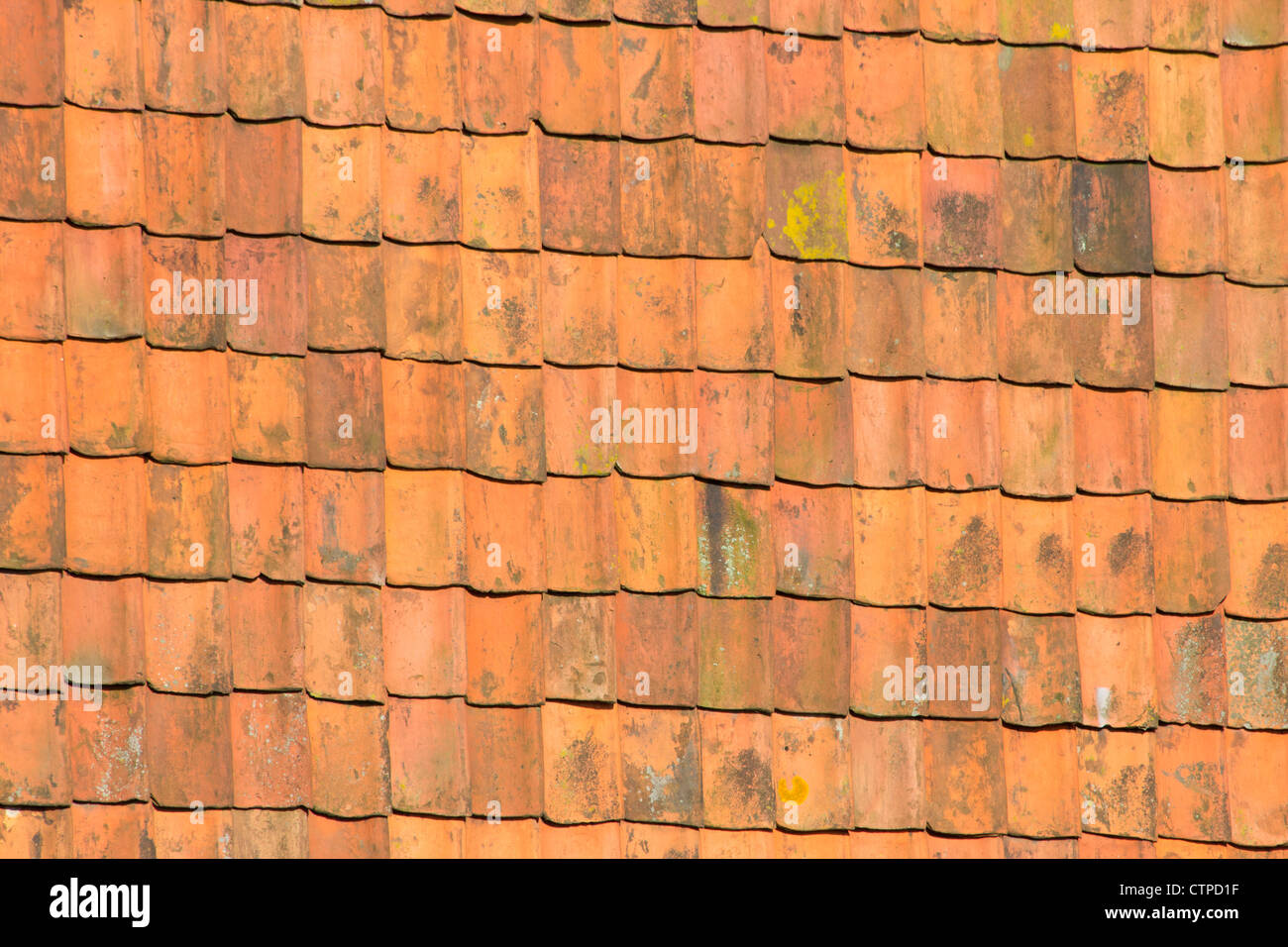 Weathered orange roof tiles Stock Photo - Alamy