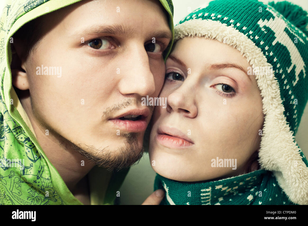 Faces young couple in love closeup Stock Photo - Alamy