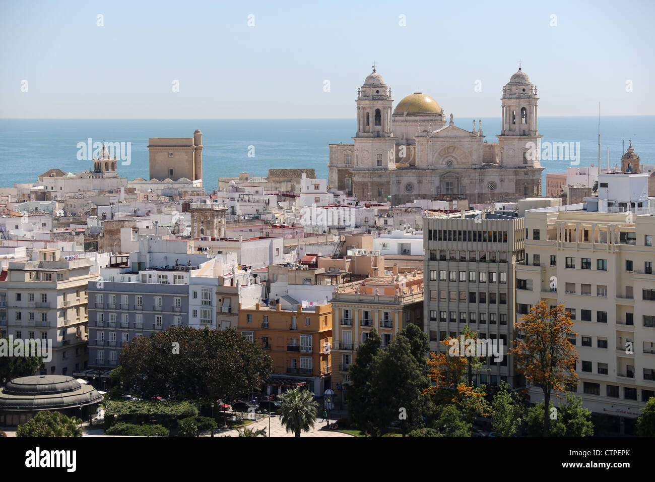 City of Cadiz, Spain. Elevated view of Cadiz with the mid 19th century ...
