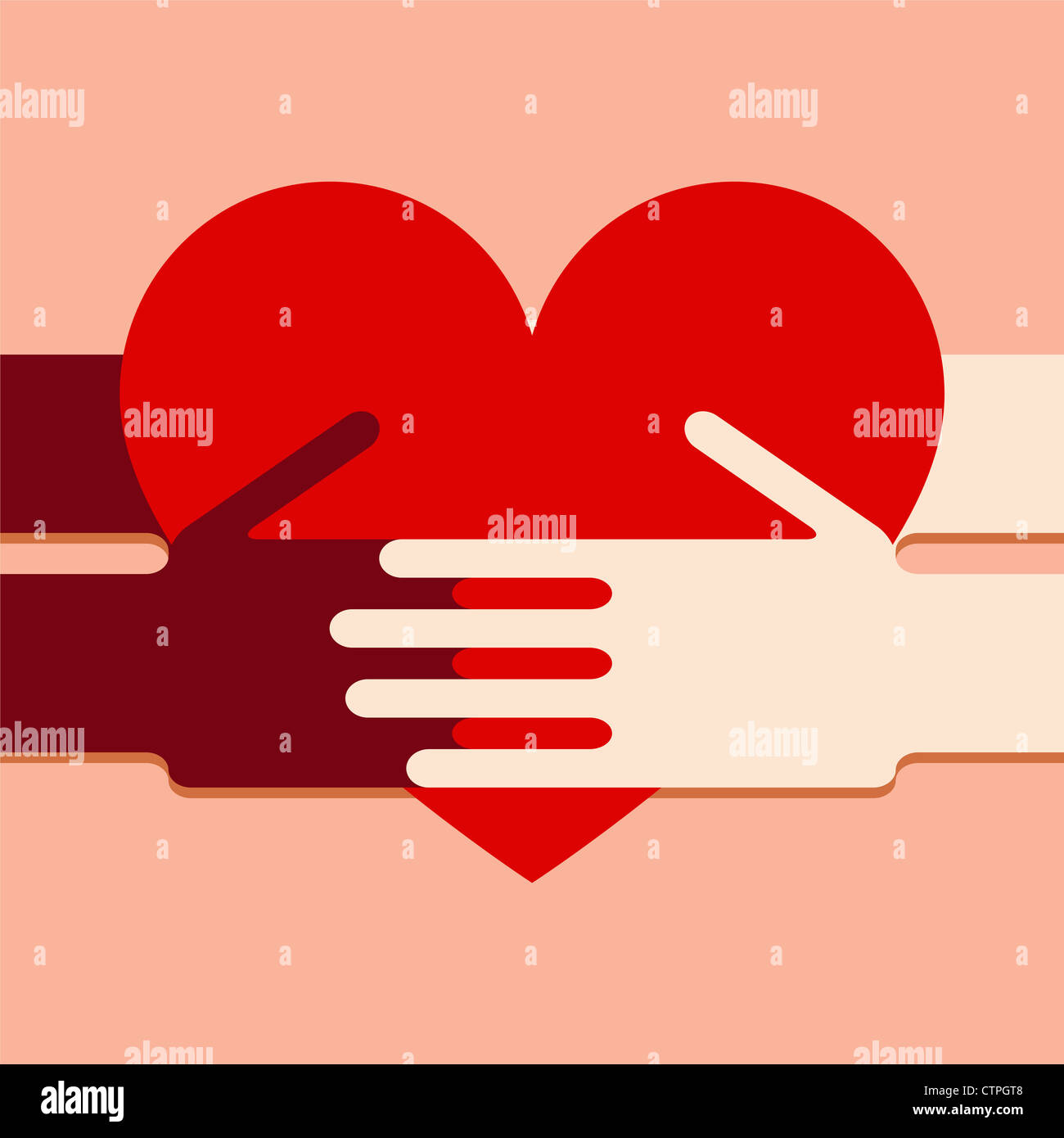 Illustration of hands with heart Stock Photo - Alamy