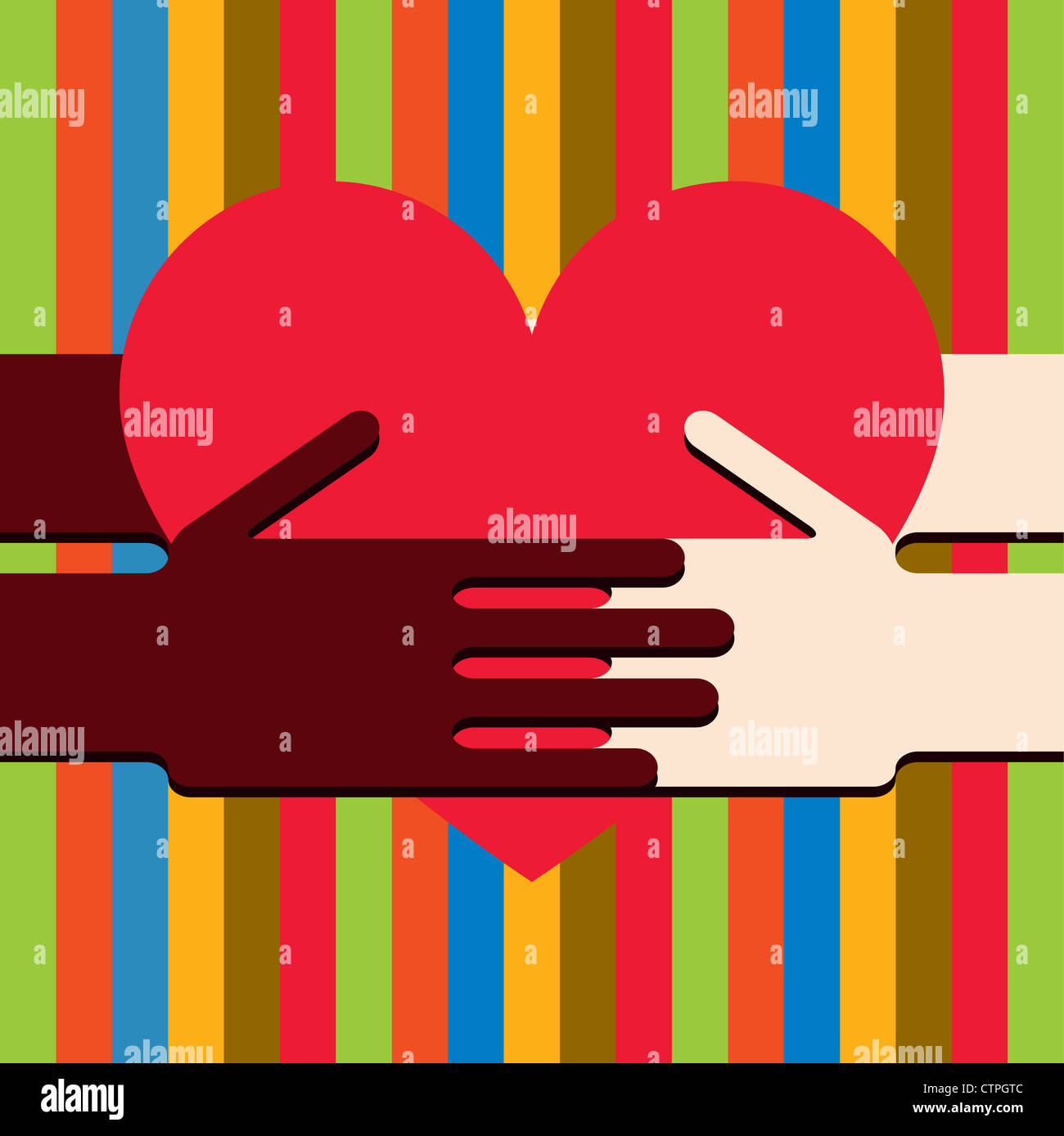 Illustration of hands with heart Stock Photo - Alamy