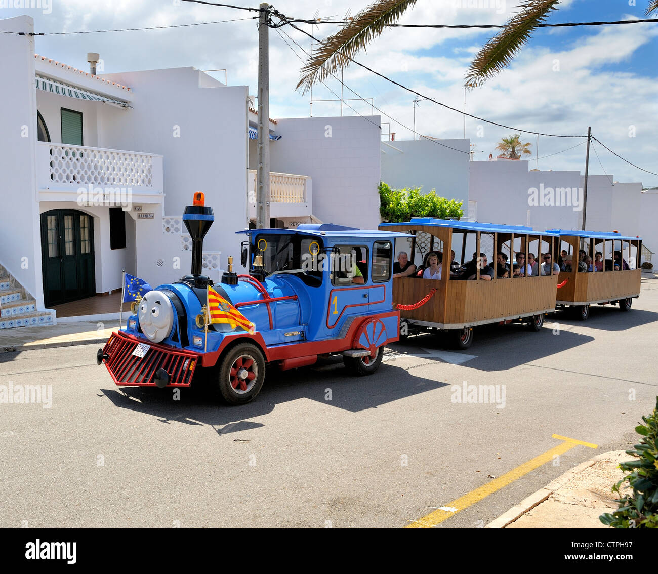 tourist train na macaret menorca balearic islands spain Stock Photo - Alamy