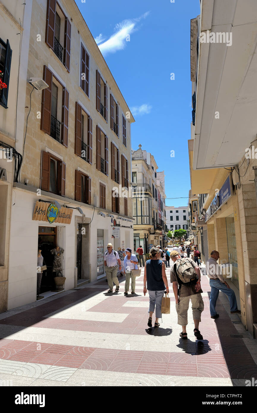 a street scene in the menorcan capital of mahon spain Stock Photo - Alamy
