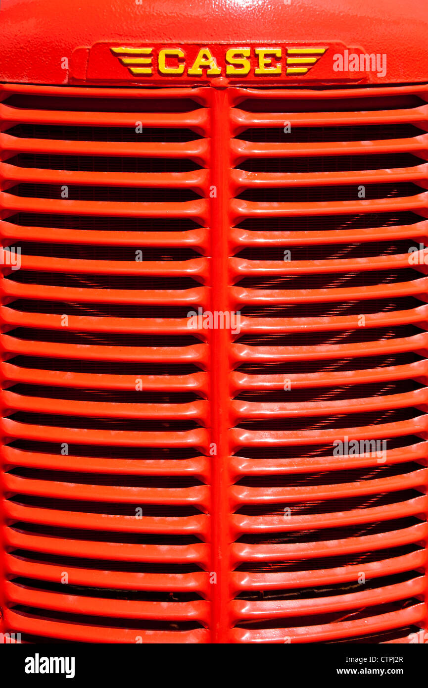 Radiator grille of a vintage "Case" tractor, painted bright red Stock ...