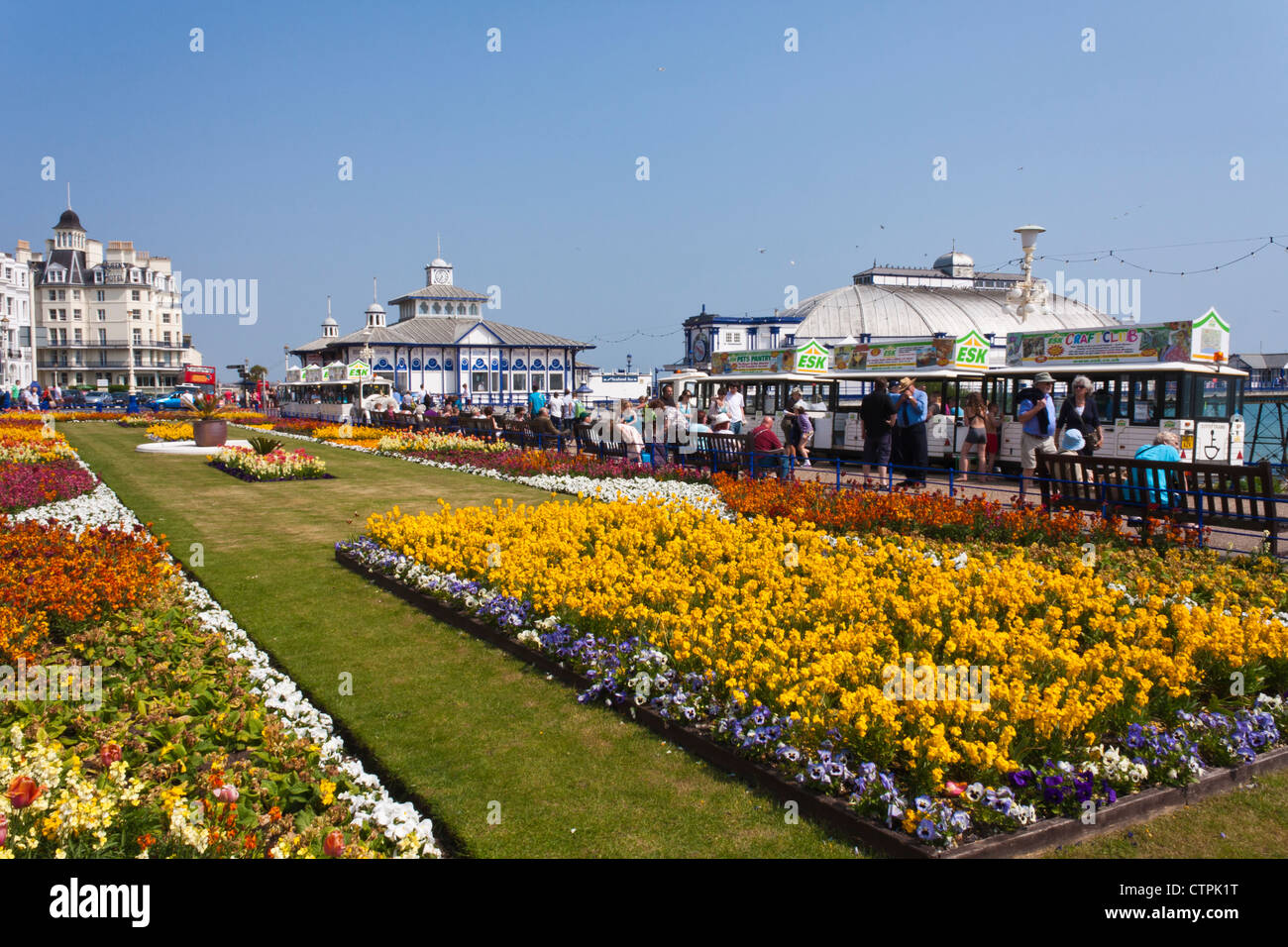 Floral display on the promenade at Eastbourne, an English seaside ...