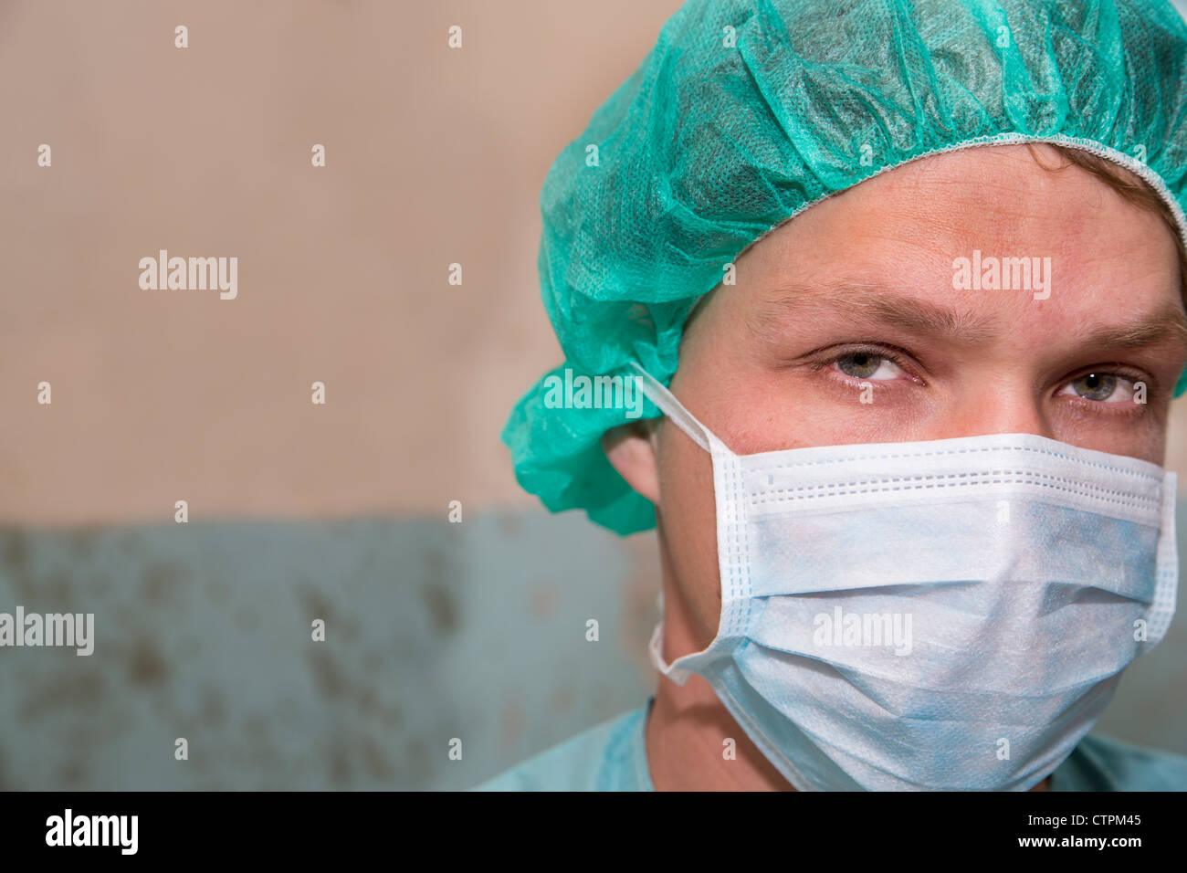 Surgeon zoomed serious face before coming difficult surgery Stock Photo ...