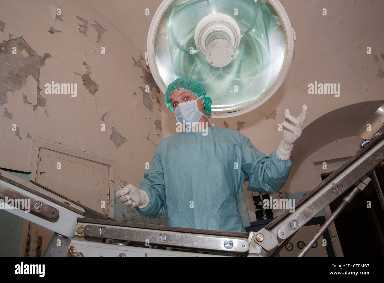 Surgeon making some fun before coming difficult surgery Stock Photo - Alamy