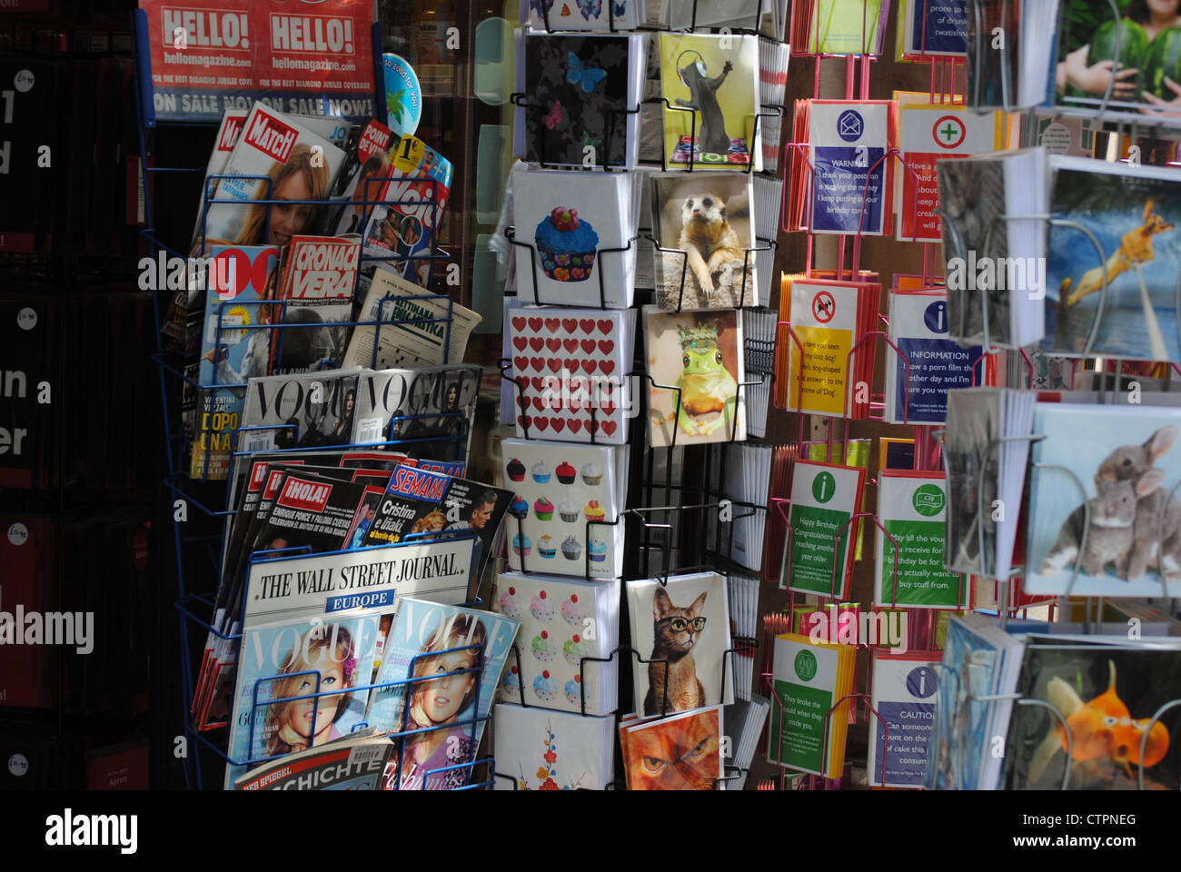 shop with cards and magazines in London 2012 Stock Photo - Alamy