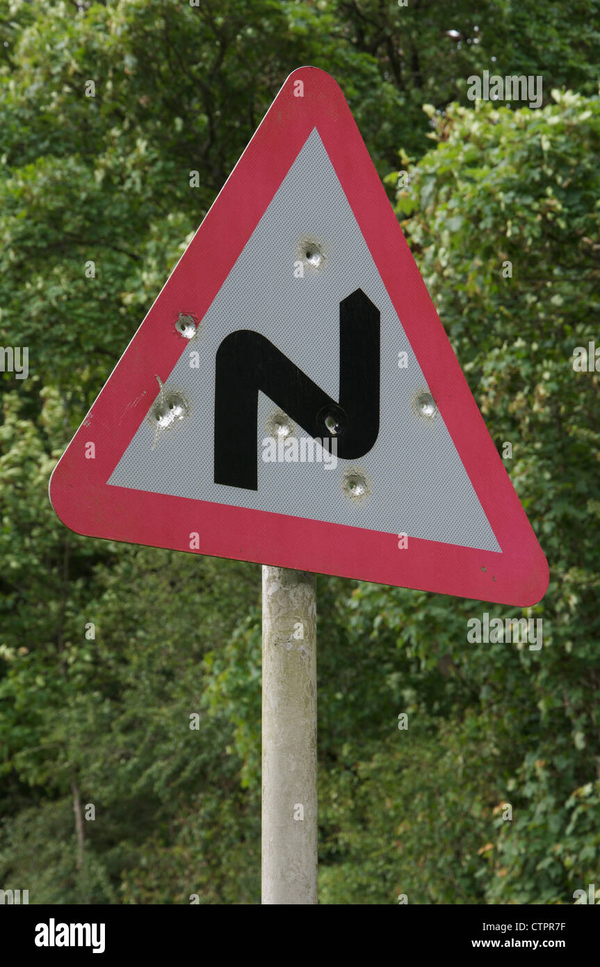 Double bend warning road sign hi-res stock photography and images - Alamy