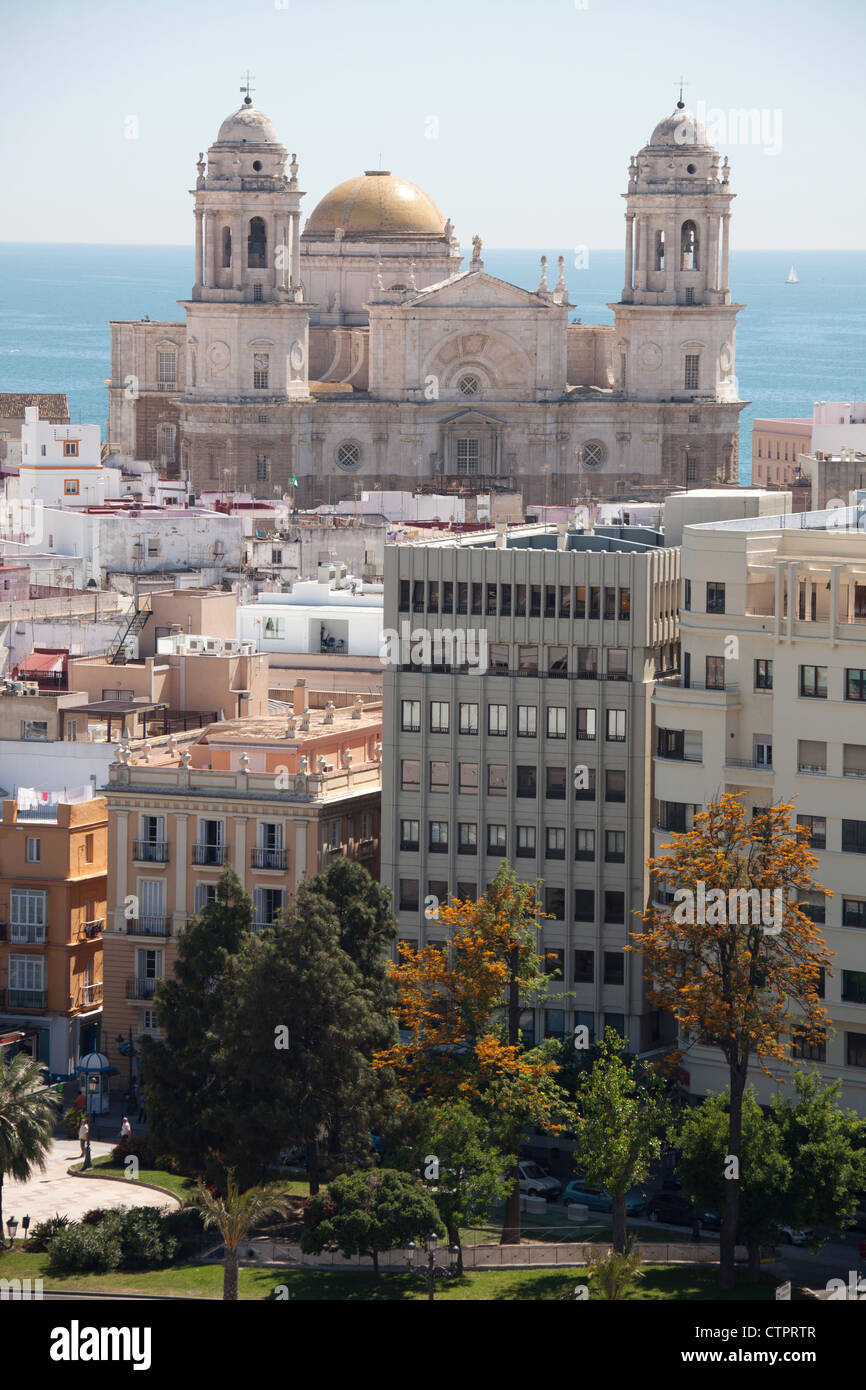 City of Cadiz, Spain. Elevated view of Cadiz with the mid 19th century ...