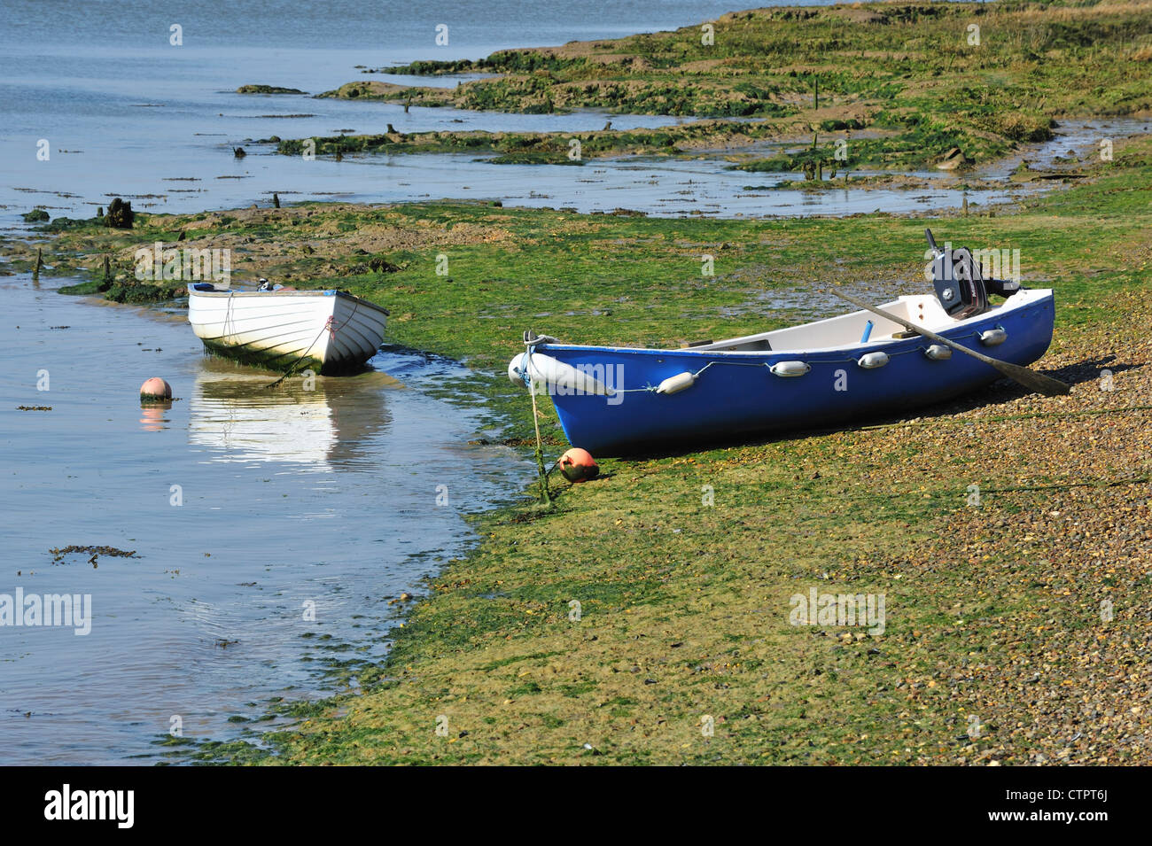 Blue boat, West Mersea, UK Stock Photo - Alamy