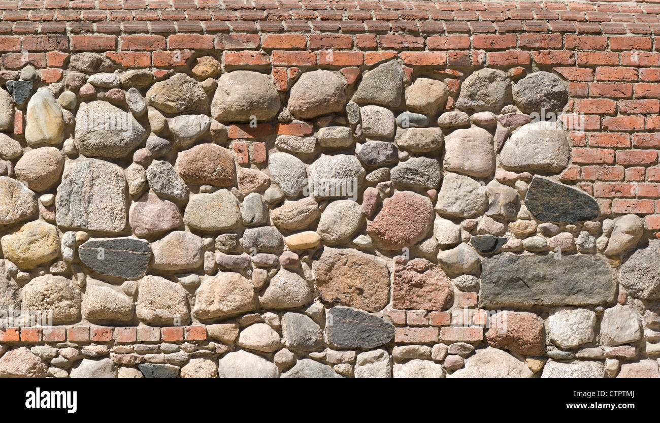 The old wall of cobblestones and brick. Panorama Stock Photo - Alamy