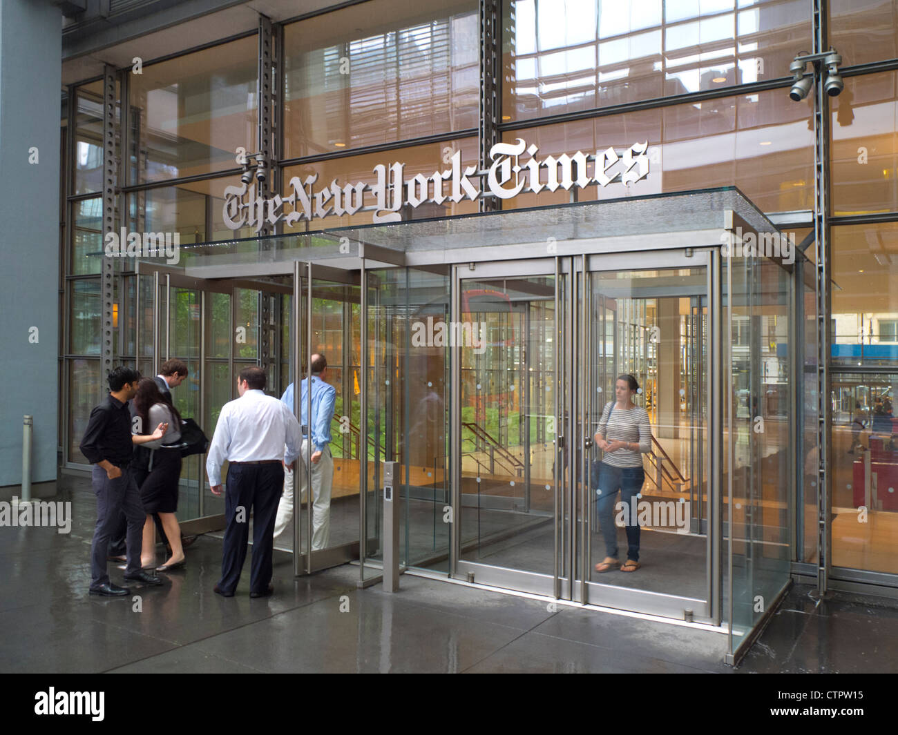 The New York Times building exterior sign Stock Photo - Alamy