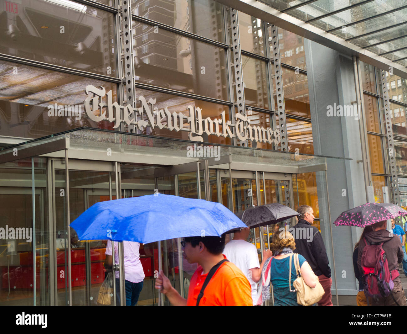 The New York Times building exterior sign Stock Photo - Alamy