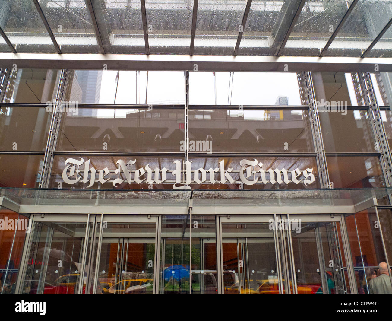 The New York Times building exterior sign Stock Photo - Alamy