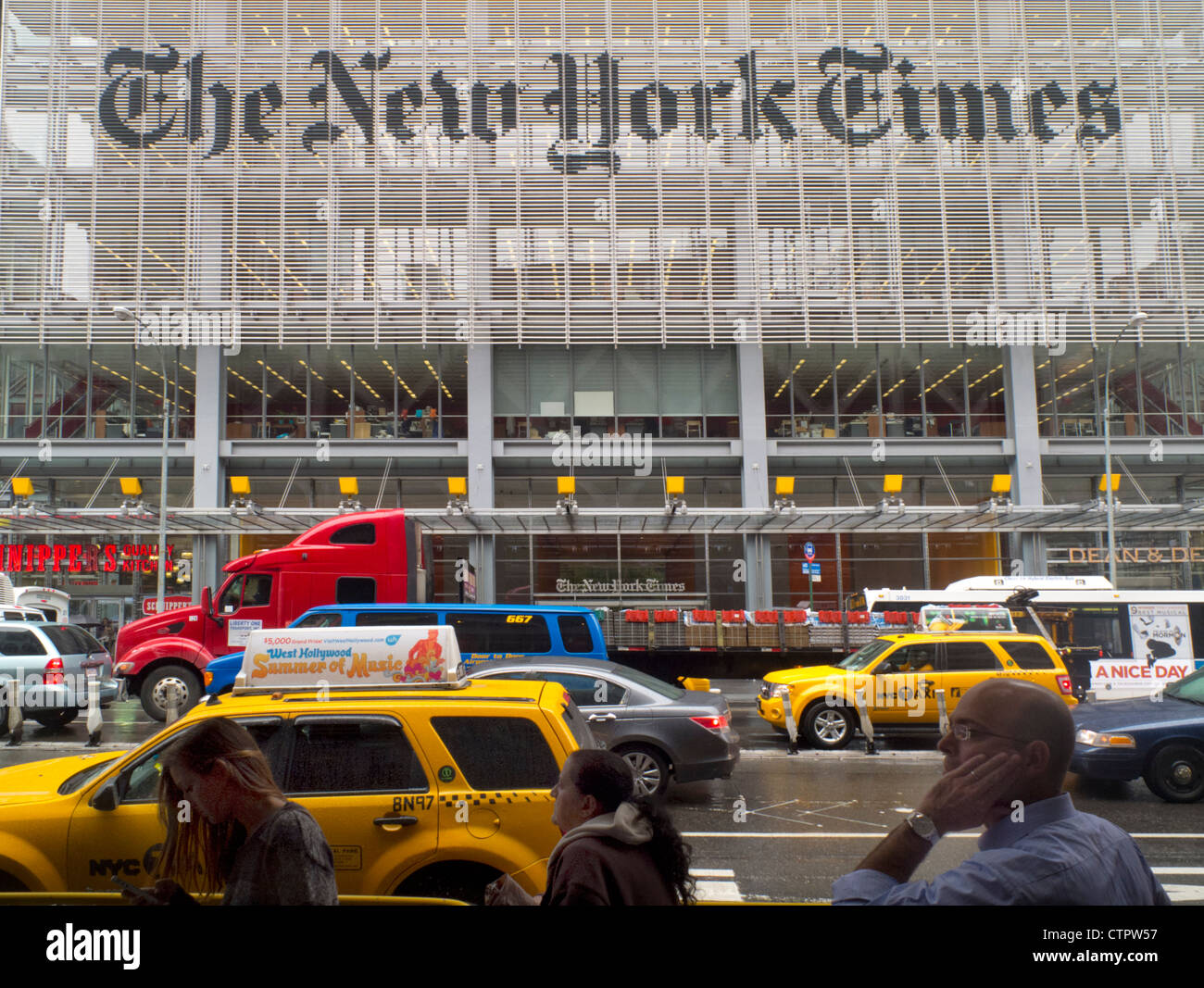 The New York Times building exterior sign Stock Photo - Alamy