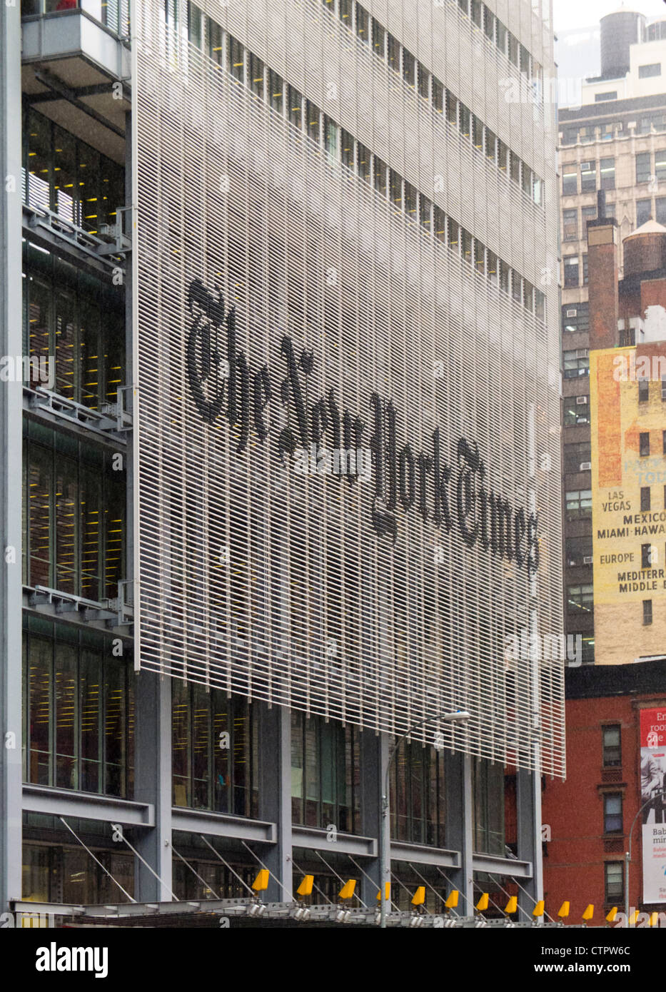 The New York Times building exterior sign Stock Photo - Alamy