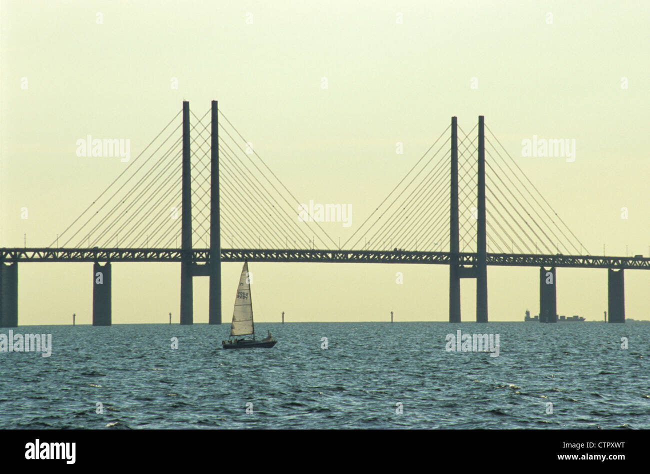 Oresund Bridge spanning the Oresund strait connects the Danish city of ...