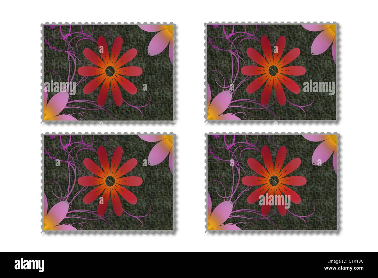 Beautiful illustrated flower design with background pattern Stock Photo ...