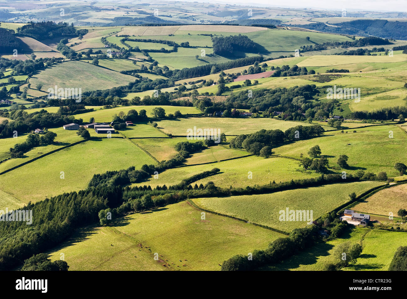 A aerial view of Stonewall Hill, UK, on the border between England ...