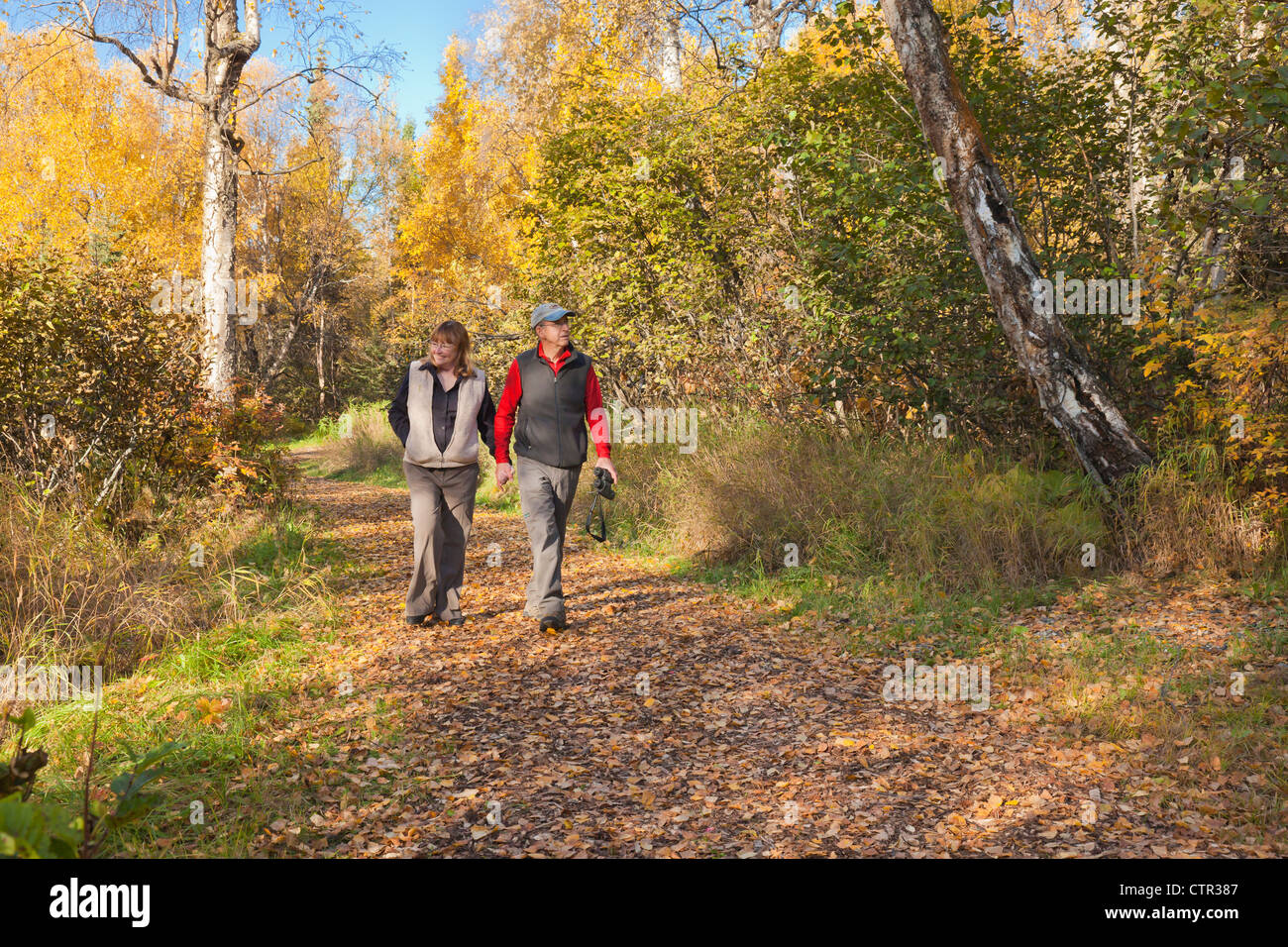 Two women on woodland path hi-res stock photography and images - Alamy