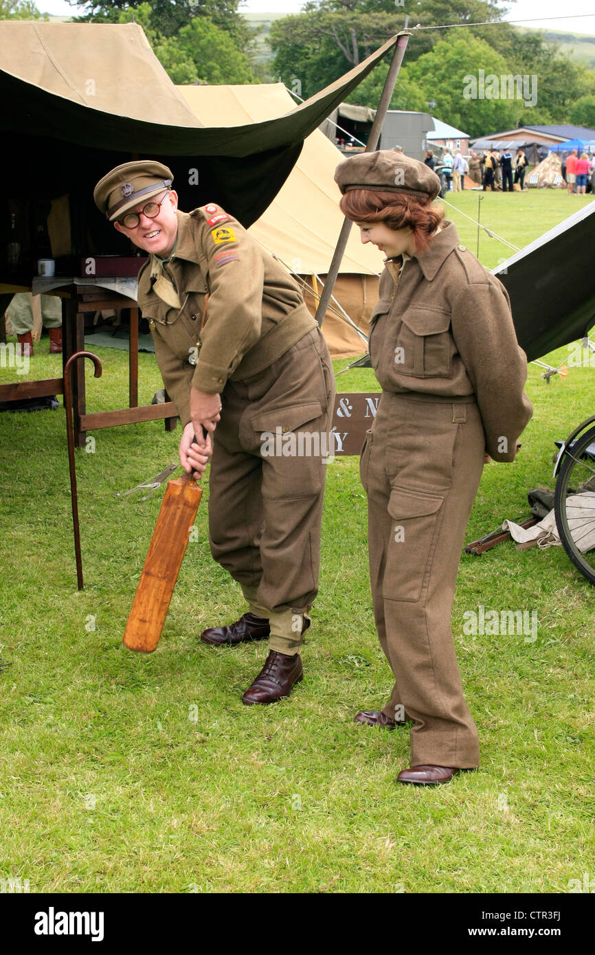 Actors dressed as British WW2 soldiers play Cricket at a WW2 Weekend ...