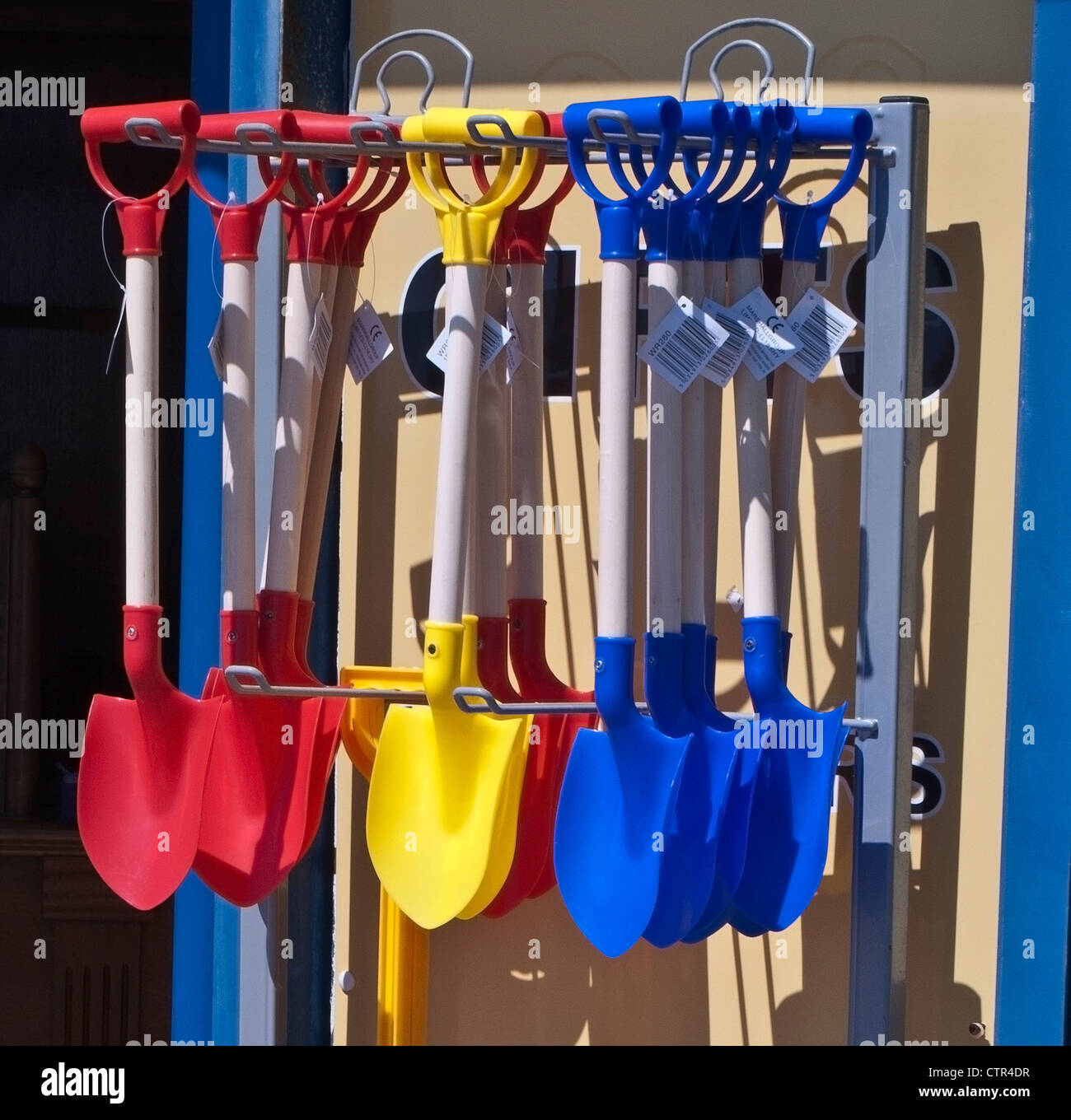 Childrens beach spades, Colourful Display, Bournemouth, Dorset, England ...