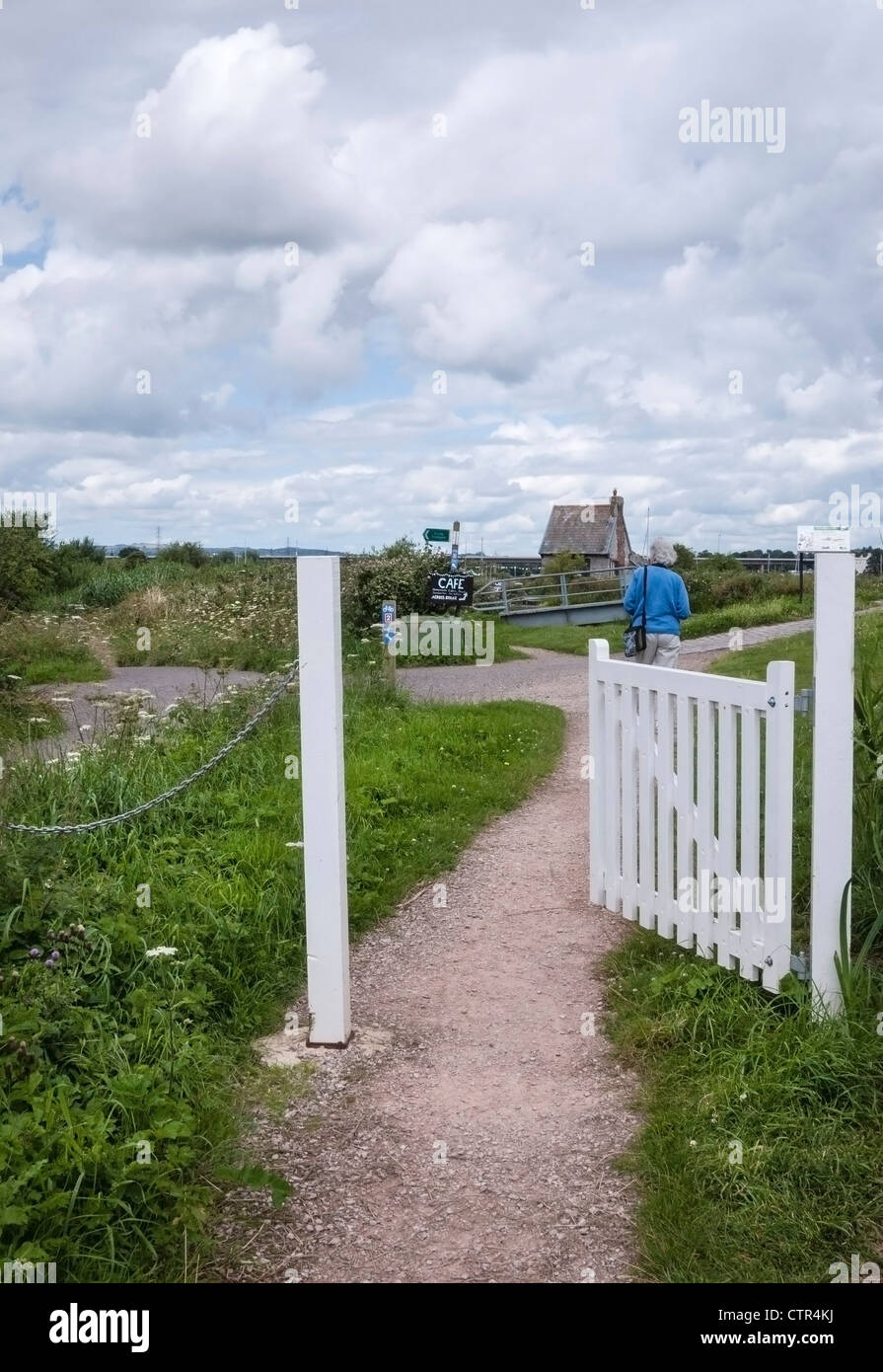 Open Gate on the Exe Estuary Trail, alongside the Exeter Ship Canal and ...
