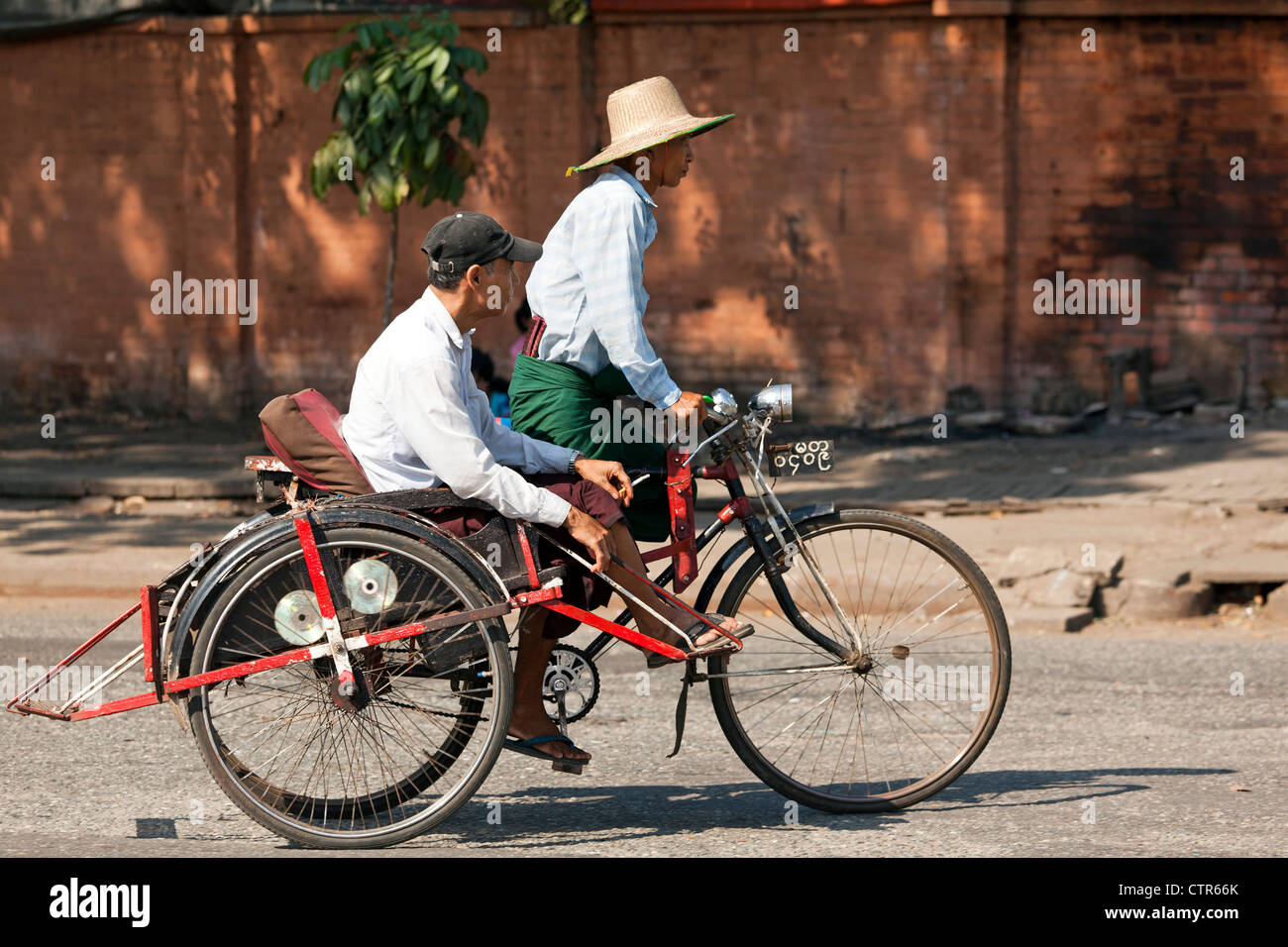 Bicycle taxi, Yangon, Myanmar Stock Photo - Alamy