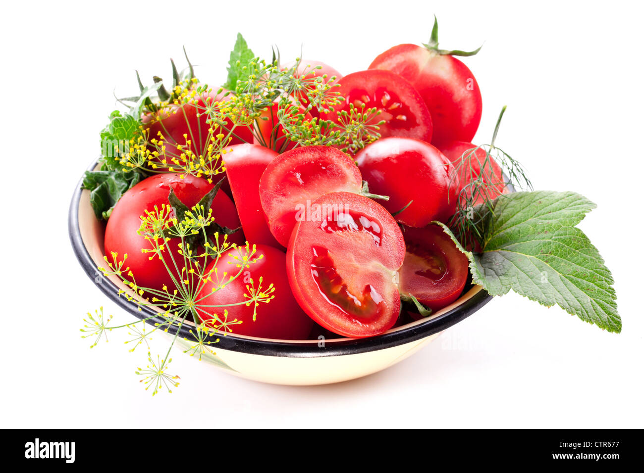 White background with tomatoes Cut Out Stock Images & Pictures - Alamy