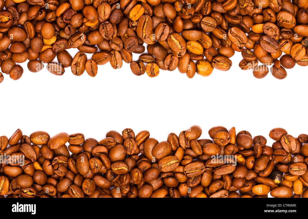 Coffee beans stripes with copyspace isolated on white background Stock ...
