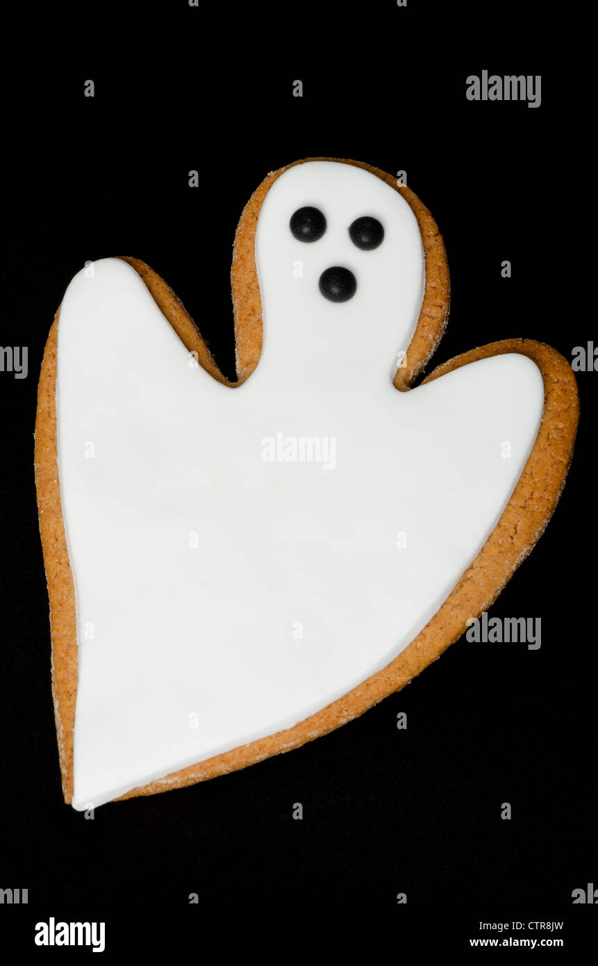 Gingerbread ghost for halloween - studio shot with a black background ...