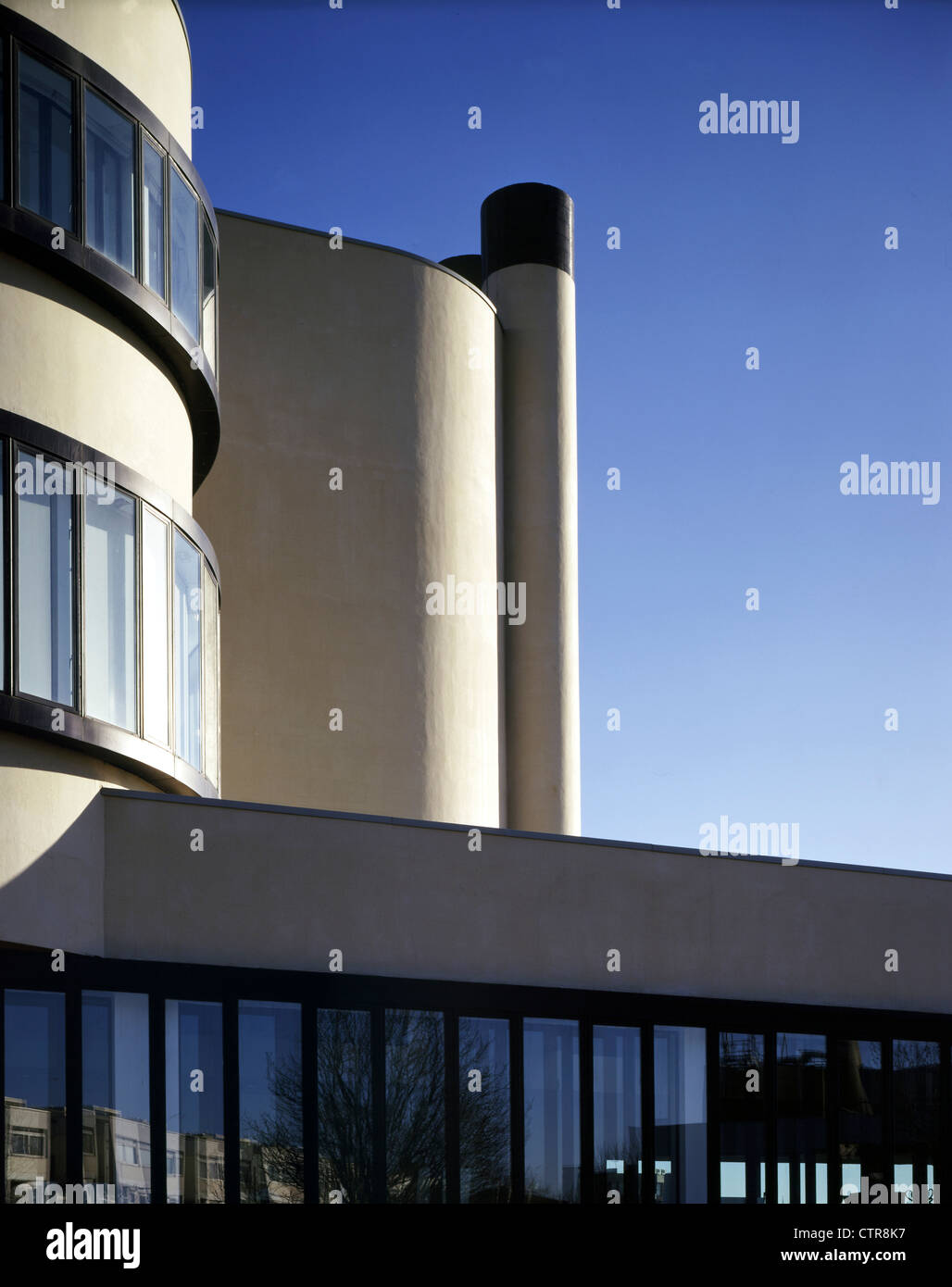 monsoon building view of west elevation from underpath Stock Photo - Alamy