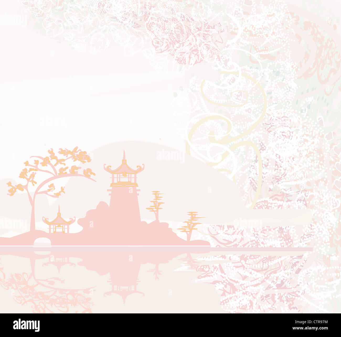 old paper with Asian Landscape Stock Photo - Alamy