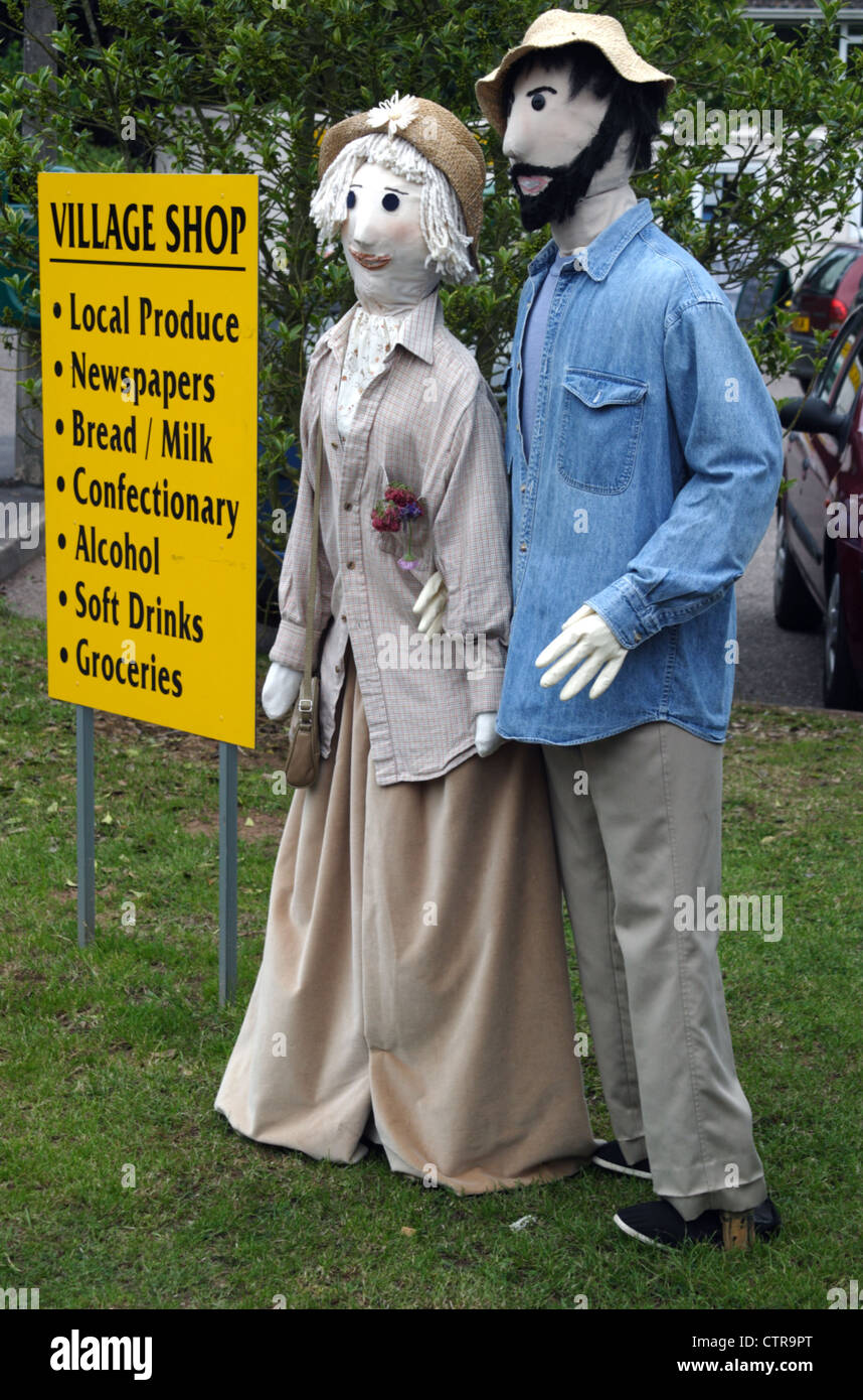 Two humorous life-size models of villagers at East Budleigh, Devon ...