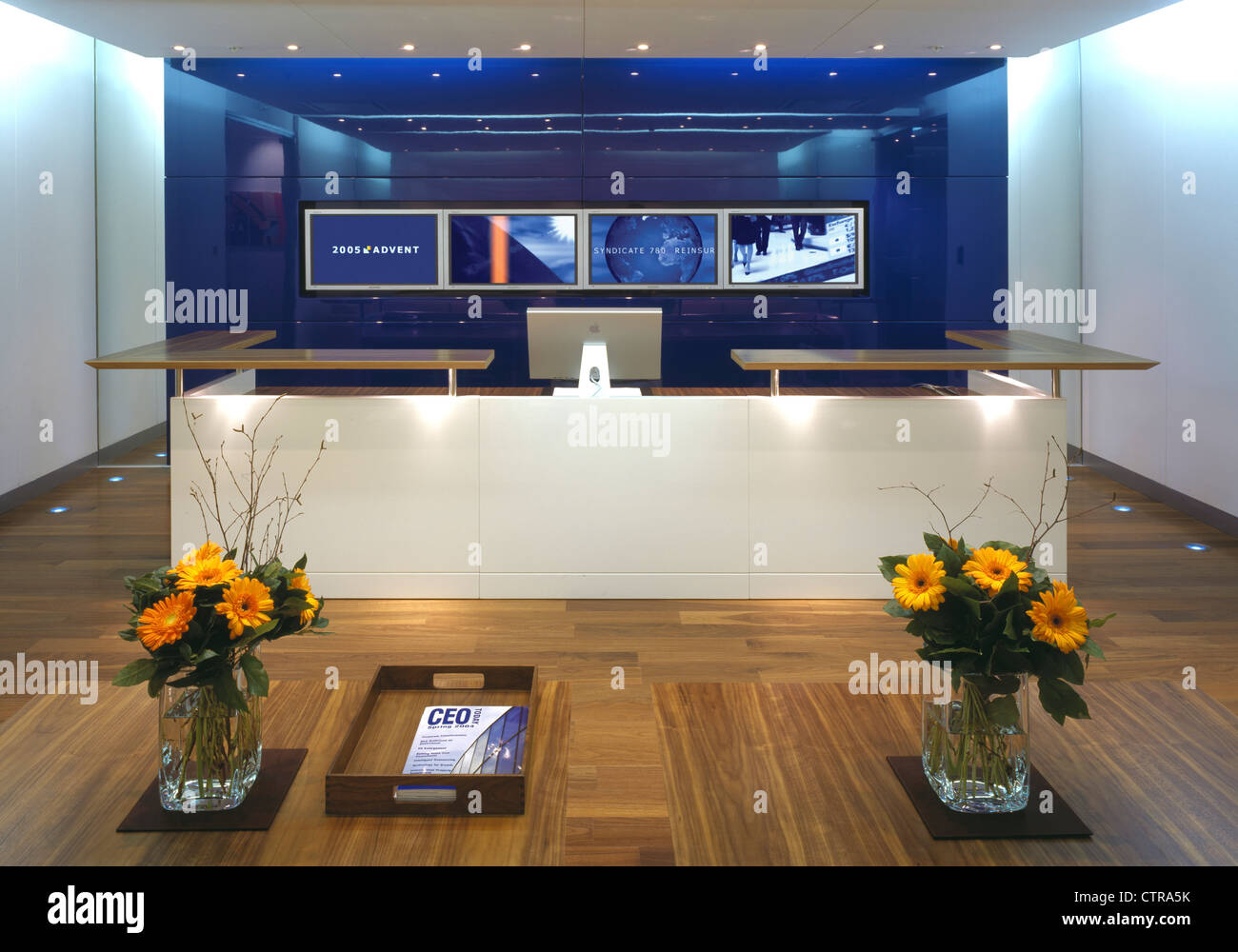 advent offices reception desk from seating Stock Photo - Alamy