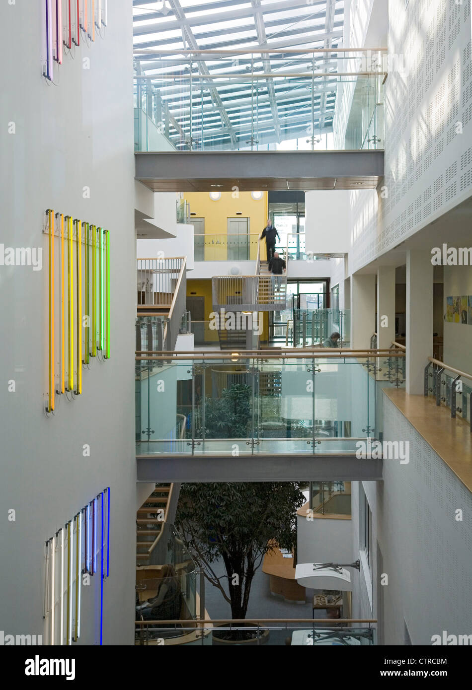 holywood arches health centre atrium and neon sculpture Stock Photo - Alamy
