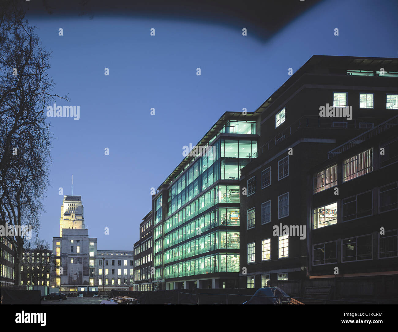 birkbeck college library and extension night -dusk-twilight view with ...