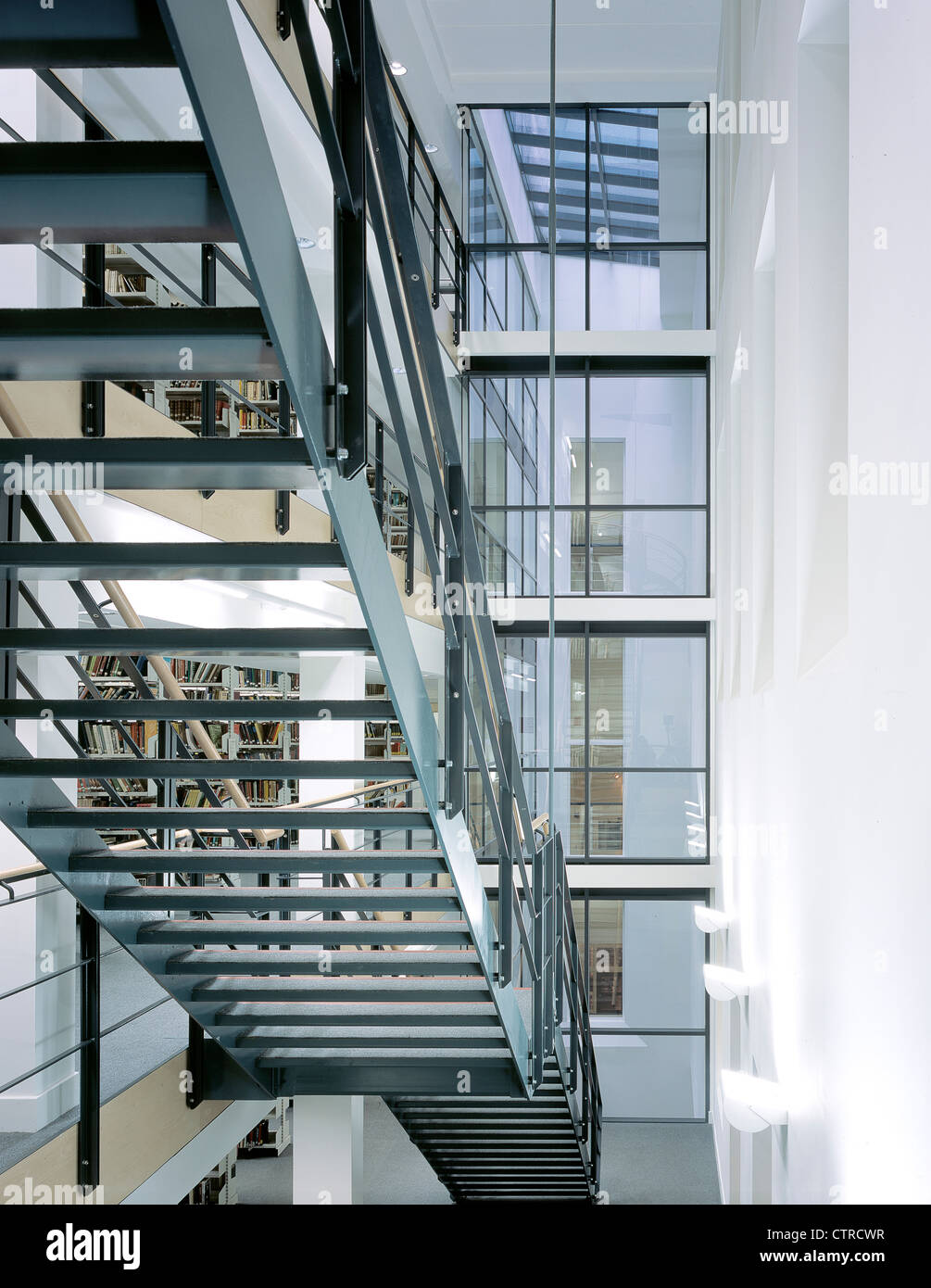 birkbeck college library and extension library steel and timber stair ...