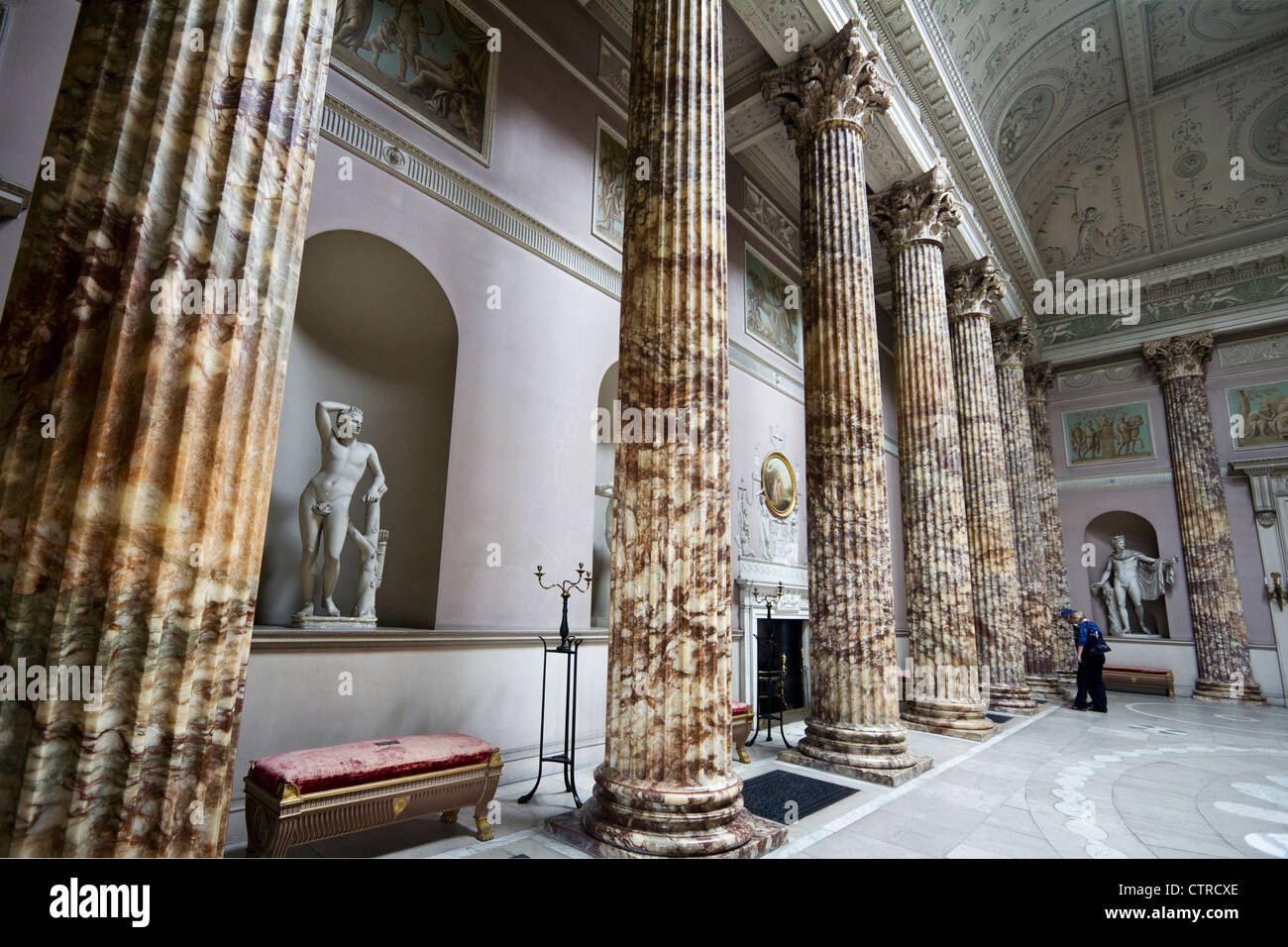 Marble Hall in Kedleston Hall Derbyshire England Stock Photo - Alamy