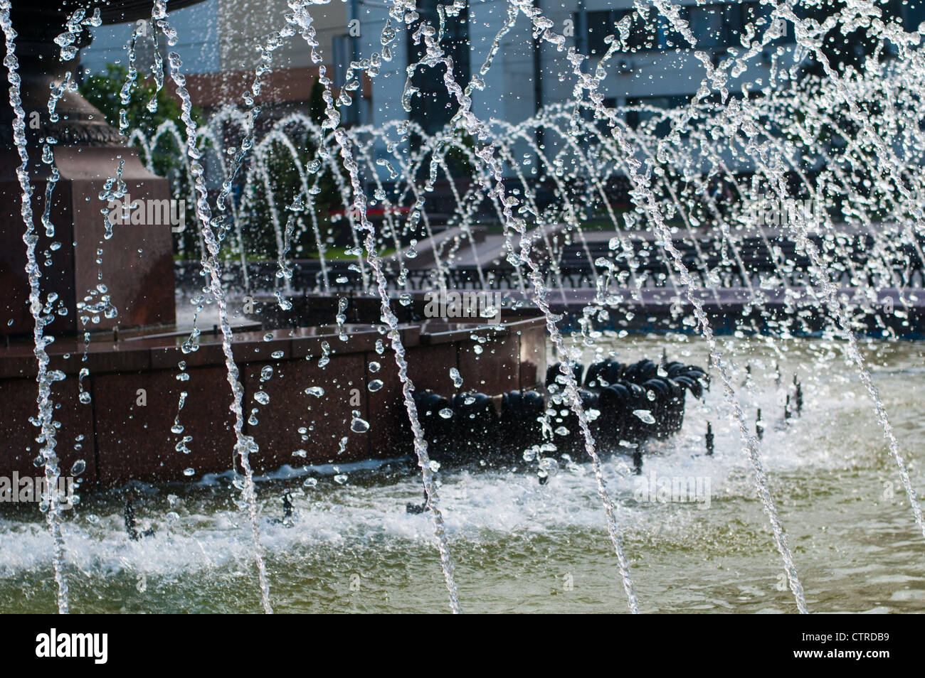 Water jets in a fountain close up Stock Photo - Alamy