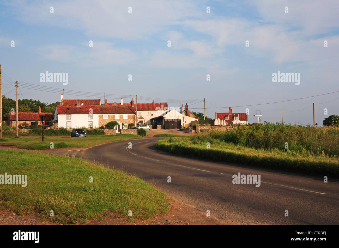 A view of the A149 coast road running through Salthouse, Norfolk ...