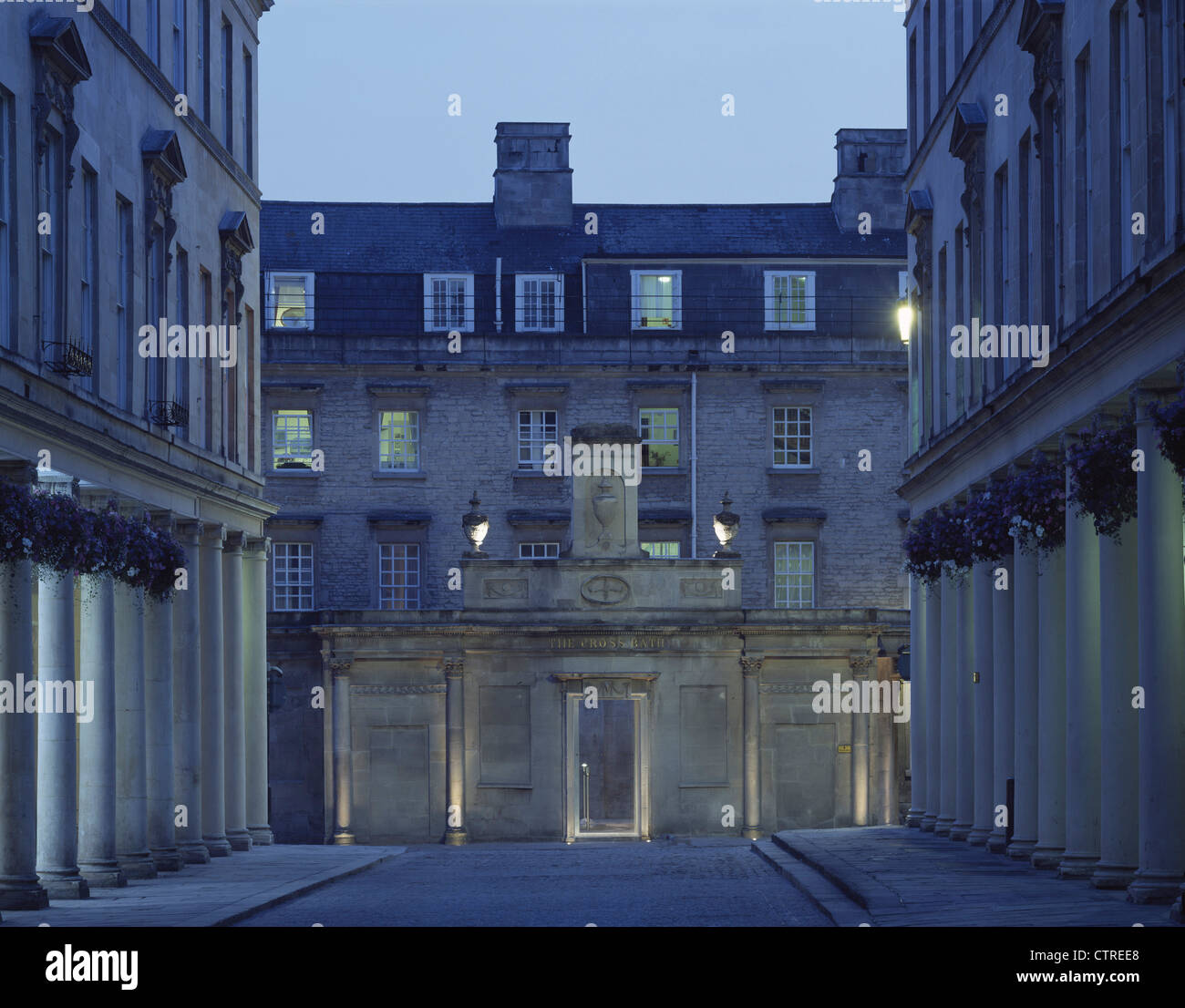 thema bath spa dusk exterior of cross bath Stock Photo - Alamy