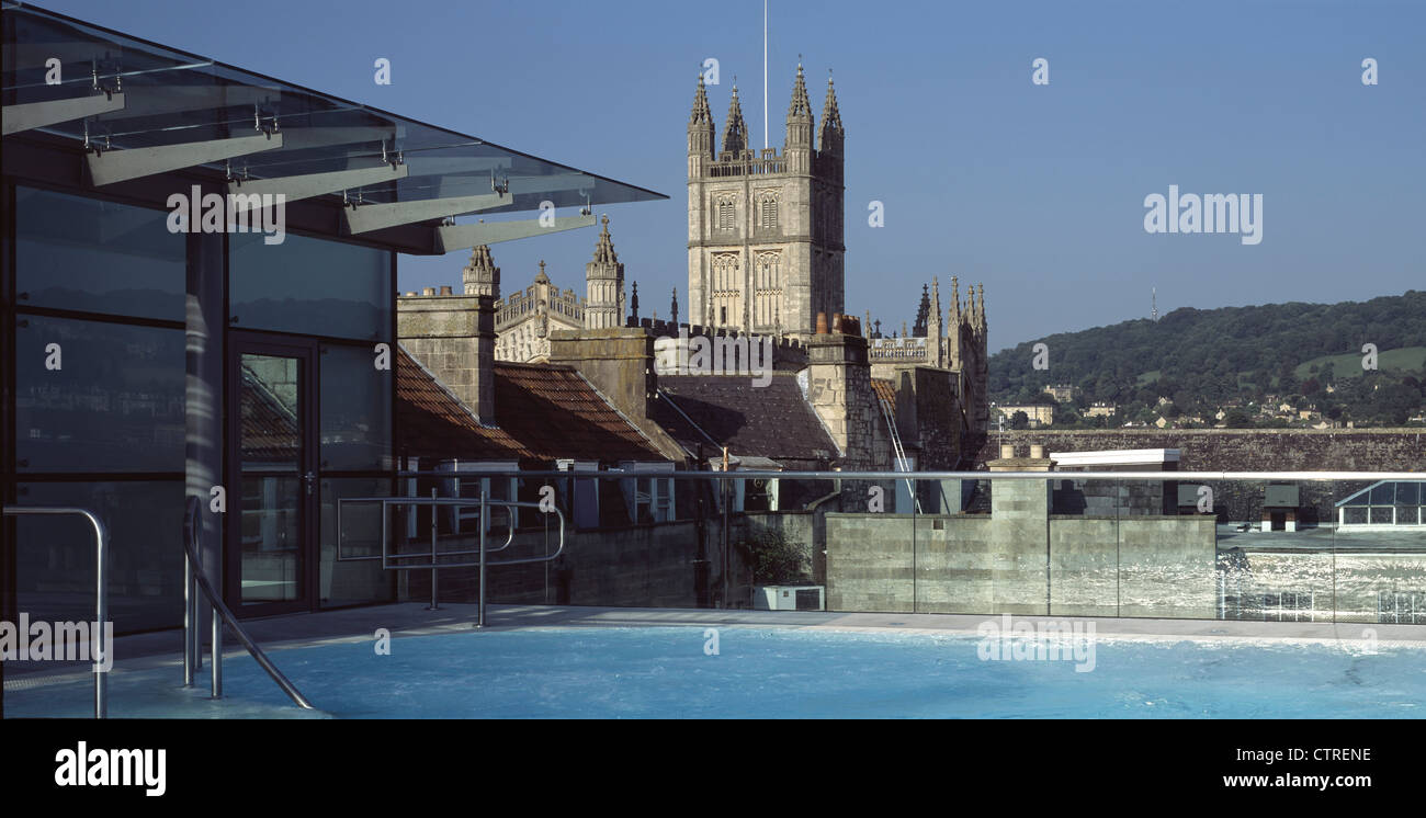 thema bath spa view to abbey from roof top pool Stock Photo - Alamy