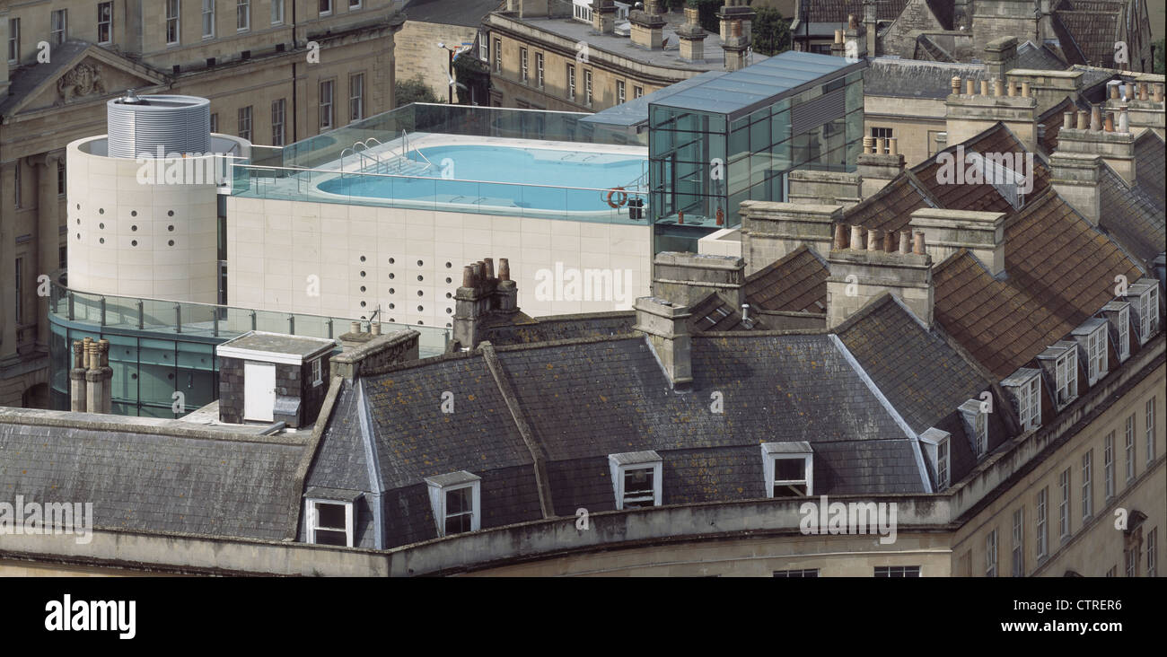 thema bath spa roof top pool Stock Photo - Alamy
