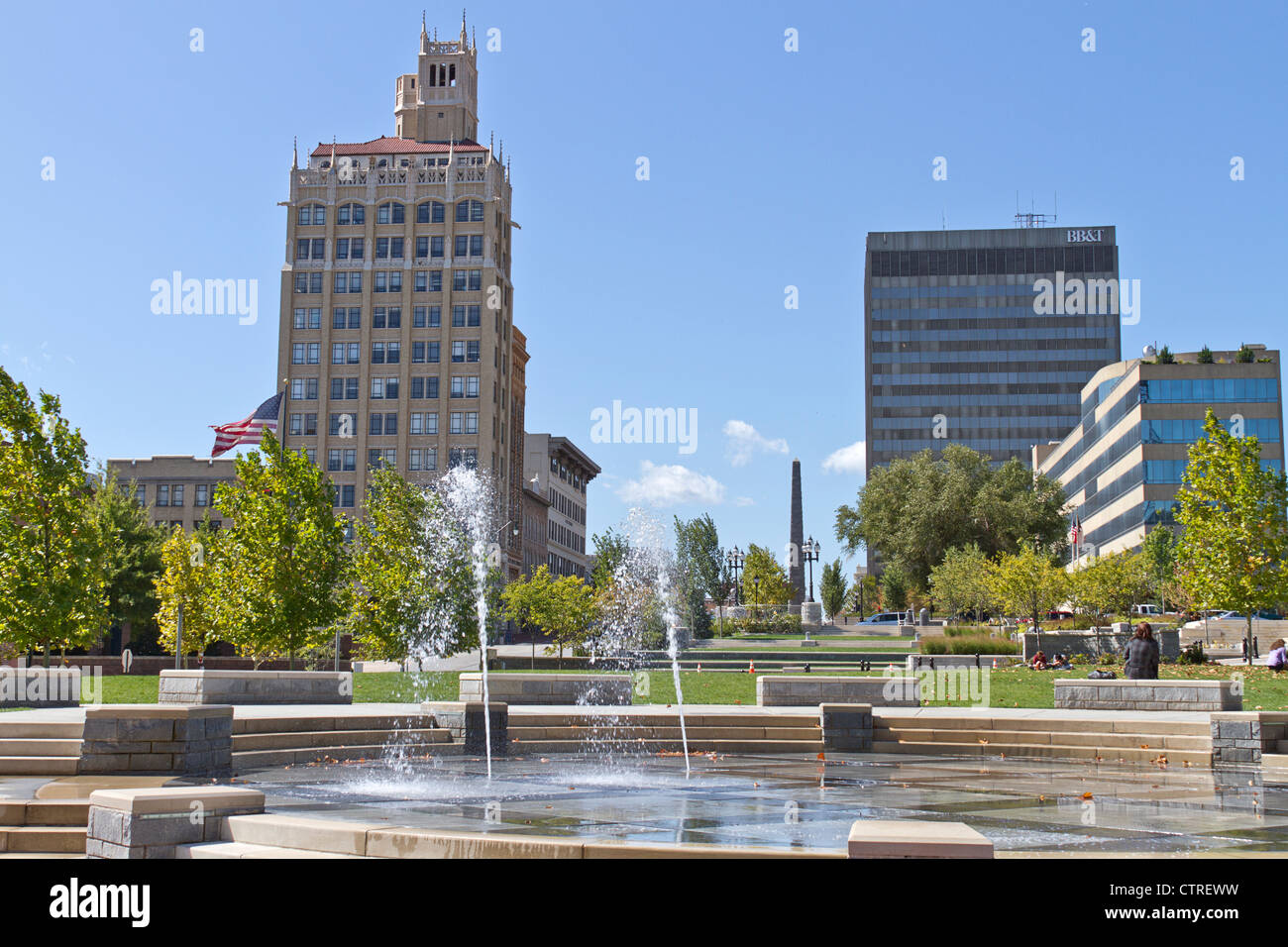 View of the city of Asheville, North Carolina as seen from Pack Place ...